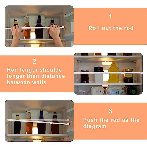 SAVITA 4pcs Rv Refrigerator Bars, 9.8-15.7inch White Adjustable Rv Fridge Tension Bars Metal Rv Fridge Bars for Holding Food Drinks Rv Refrigerator Accessories