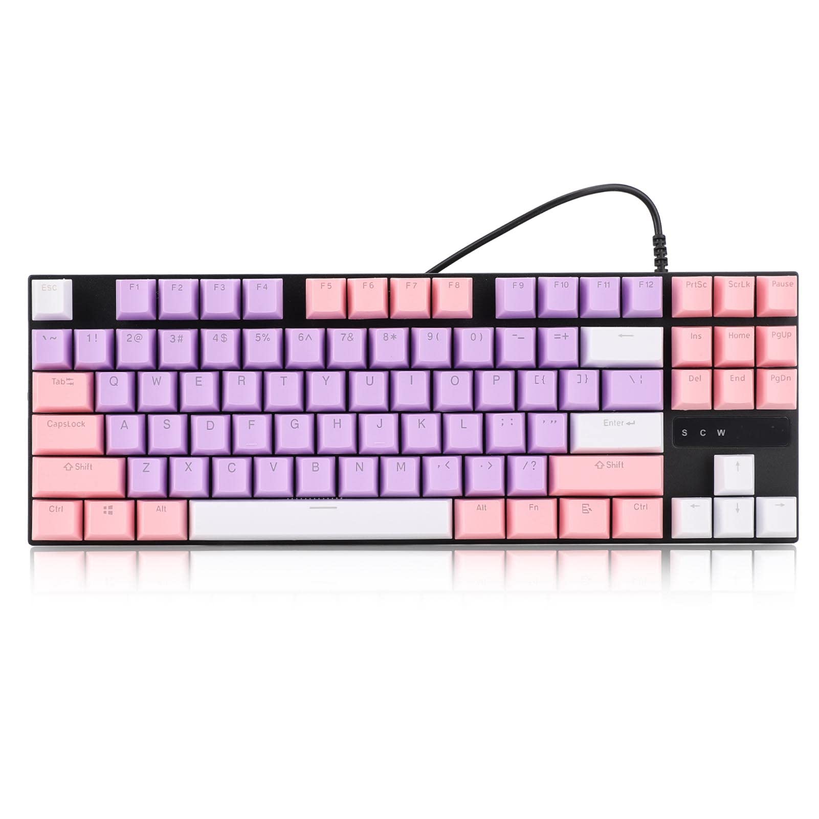 LBEC Mechanical Gaming Keyboard, Gaming Keyboard All Key Conflict Free 26 RGB Lighting Effects Blue Switch Waterproof for PC (Purple Pink White)