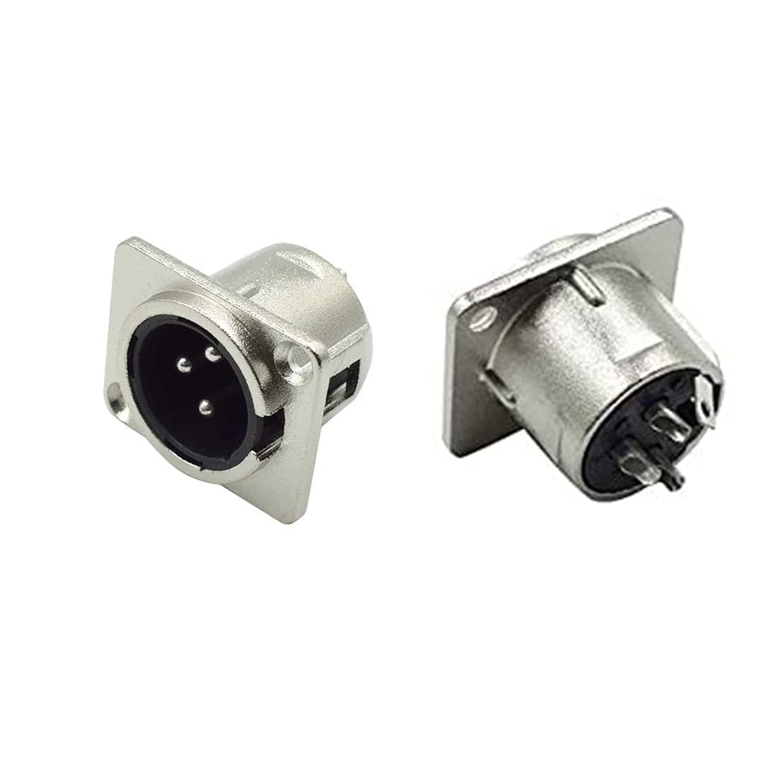 GDQLCNXB XLR Male Jack 3 Pin Panel Mount Jacks,Silver Metal Housing XLR-M Socket Audio Speaker Microphone Connector 8Pcs.