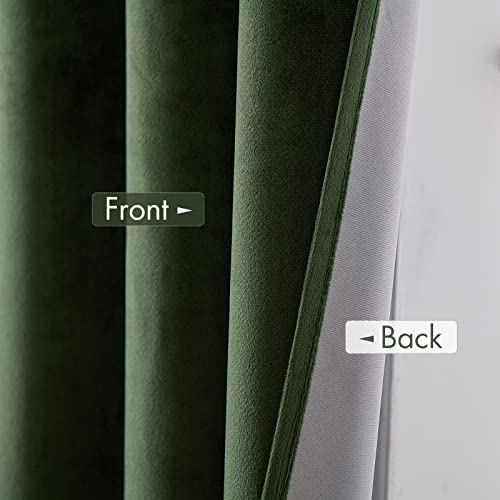 MIULEE Olive Green Velvet Curtains 84 inch Long and 100% Blackout Velvet Curtains