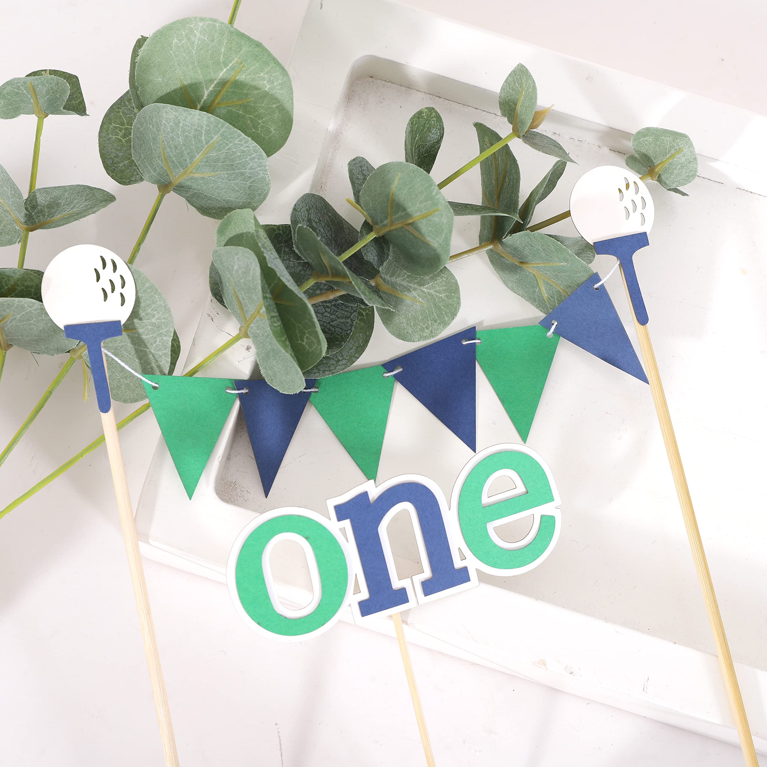 Golf First Birthday Cake Topper - 1st Birthday Cake Topper, Golf Themed First Birthday Party, Golf Tee Decor, One Cake Bunting, Boy 1st Birthday Party Supplies (Golf First Birthday Cake Topper)