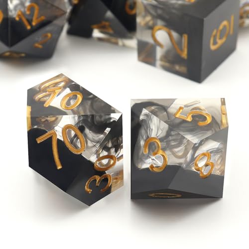 Haxtec DND Dice Set Sharp Edge Purple Galaxy Dice Resin Dice Iridecent Mylar with Dice Case Violet D&D Dice for RPG Dungeons and Dragons