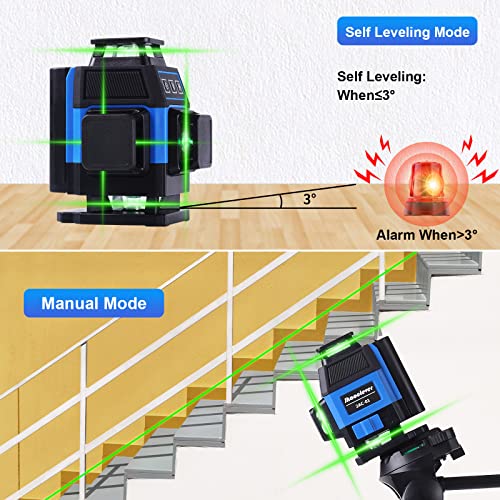 Laser Level Self Leveling - Jkaoclever 16 Lines 4x360° Level Tool, 150FT Green Cross Line Lazer Level for Construction/Picture Hanging -2 Rechargeable Batteries, Wall Bracket