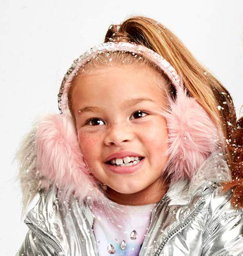 Earmuffs Girls Earmuffs in Plush and Flip Sequin Design(Pink, M)