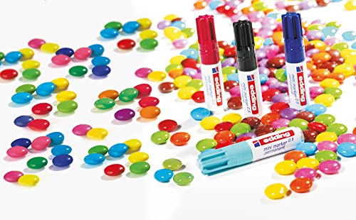 edding 0.5 mini permanent marker - black, blue, turquoise, red - 4 pens - fine round nib 1 mm - waterproof, quick-drying - smudge-proof - mini marker for cardboard, plastic, wood, metal