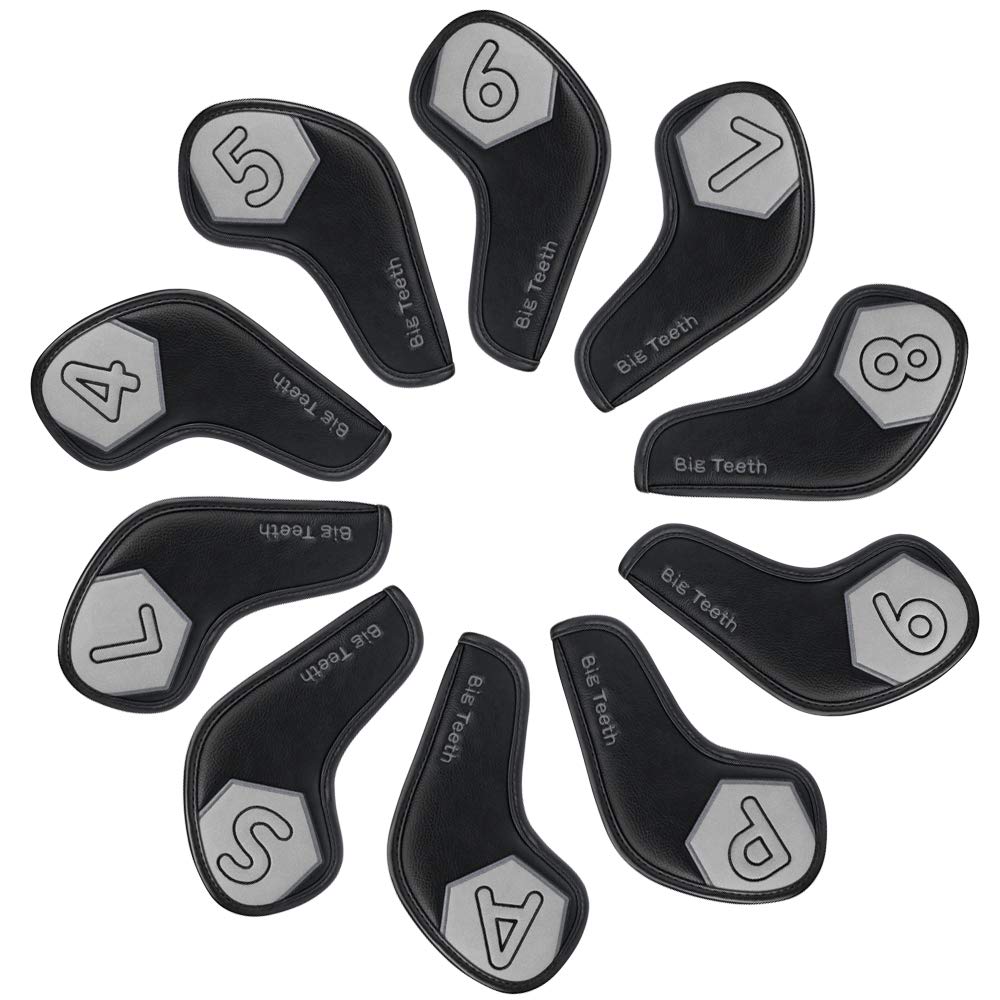 Golf Iron Head Covers 10Pcs Leather Golf Club Protector for Titleist Callaway Ping Taylormade