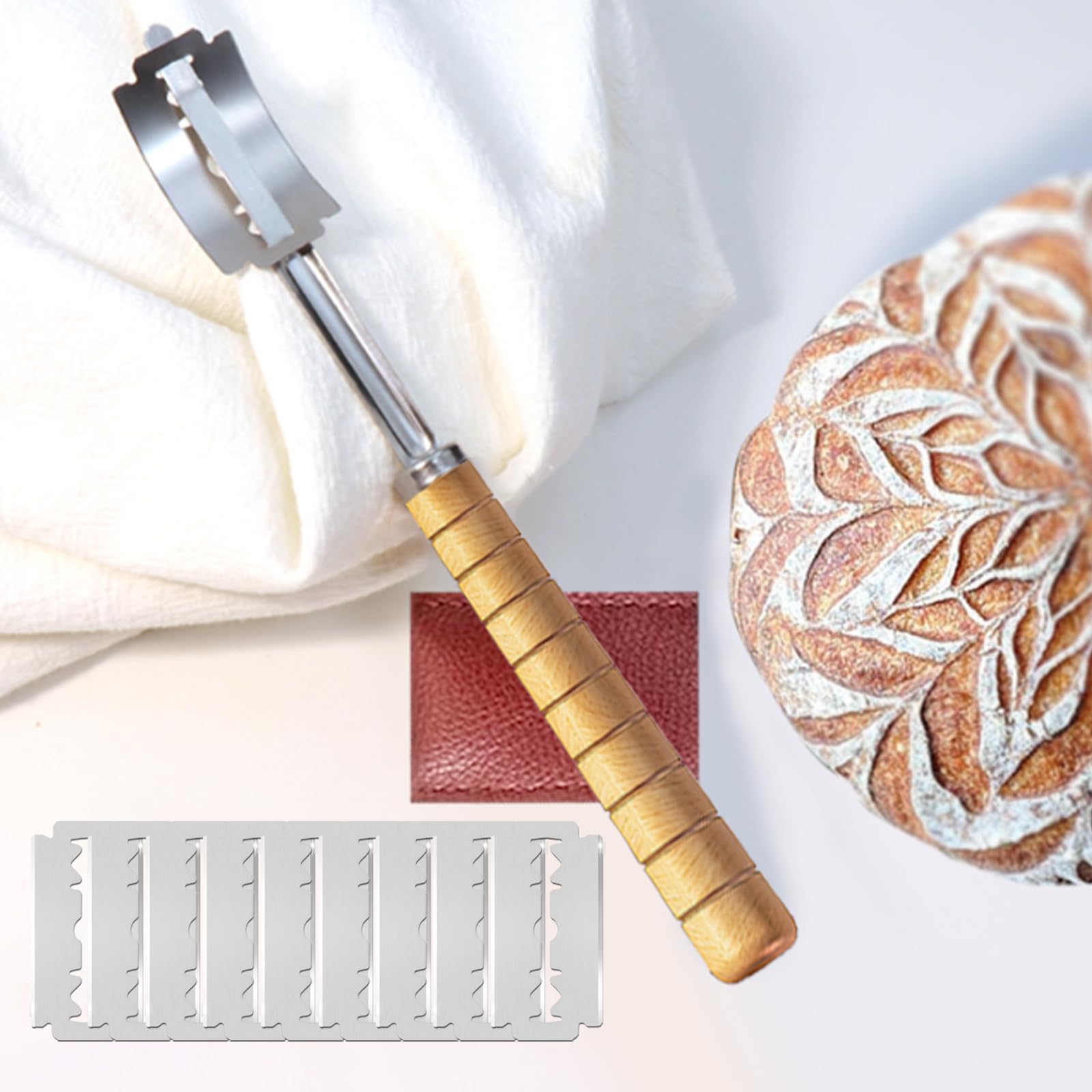 LGDNNYYY Hand Crafted Bread Lame, Utility Bread Scoring Tool/Bread Knives, Stainless Steel Lame Bread Tool Sets for Sourdough Scoring Tool, Sourdough Bread Baking Supplies(10 Blades), Black-white