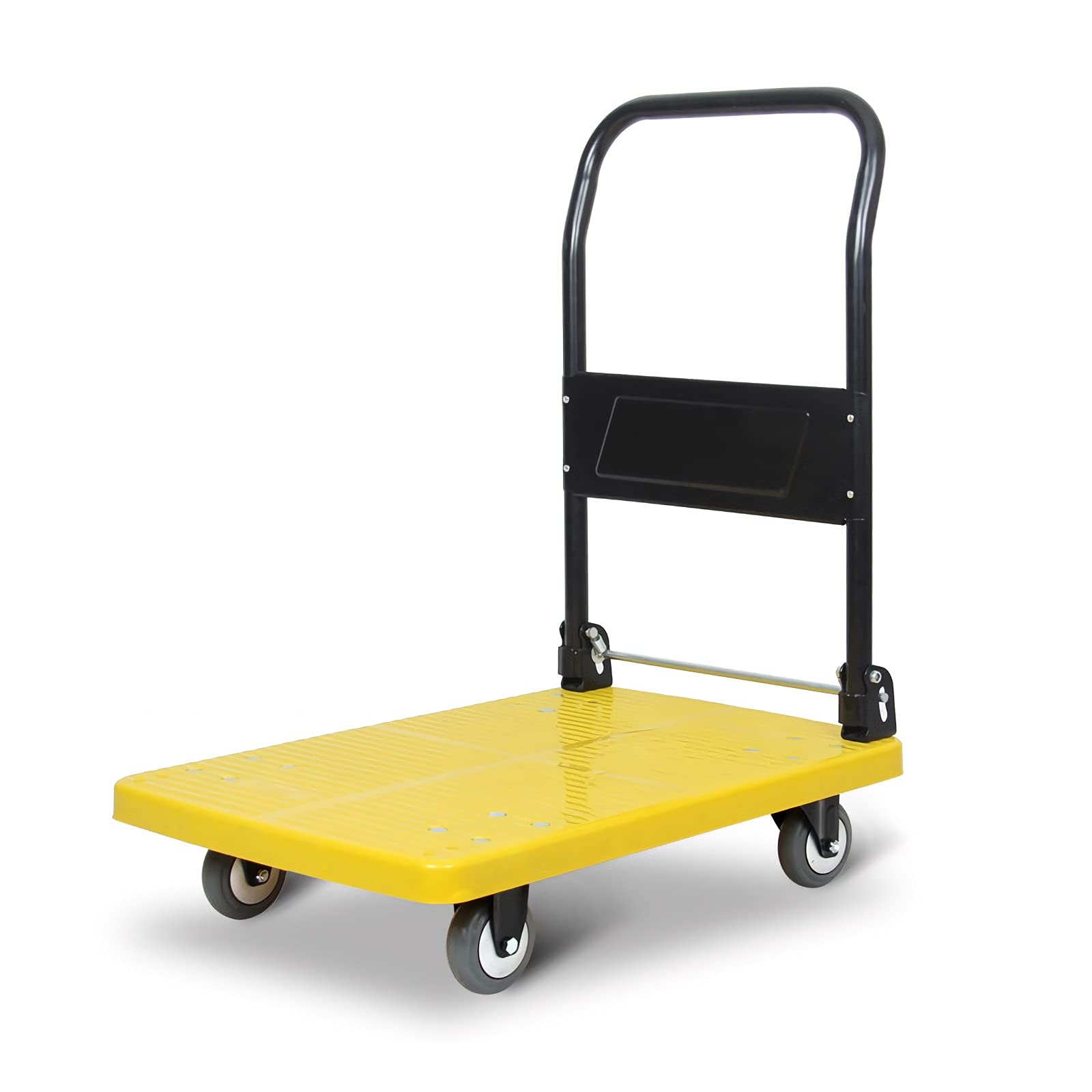 Folding Hand Truck ﻿ Plastic Deck Hand Truck Moving Platform Cart with Metal Foldable Handle Silent Wheels for Office Bookstore High Capacity Trolley Portable Dolly for Moving (Size : Yellow-Small-u