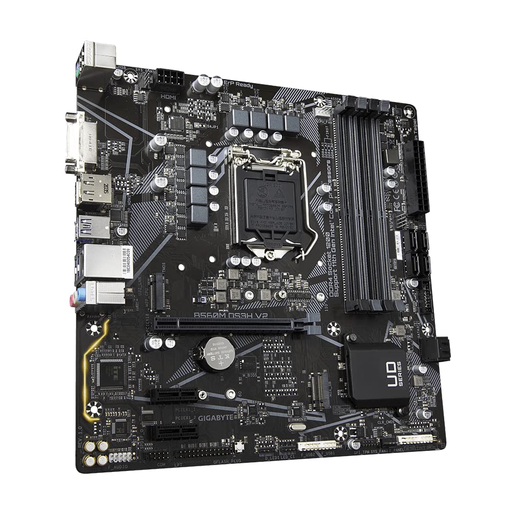 GIGABYTE B560M DS3H V2 (LGA 1200/ Intel/ B560/ Micro-ATX/Dual M.2/ PCIe 4.0/ USB 3.2 Gen1/ GbE LAN/Motherboard)