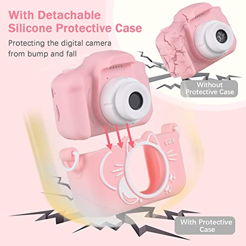 ERYUE Camera, X8 Mini Camera Camera Digital Camera 1080P Video Camera 20MP Dual Lens 2.0 Inch IPS Screen Built-in Battery Cute Photo Frames Interesting Games with 32GB Memory Card USB Card Reader