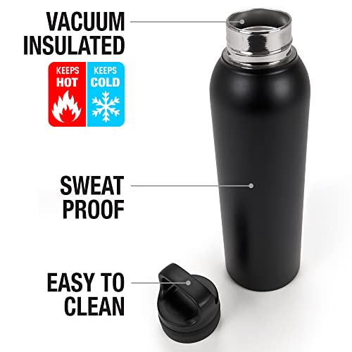 Scooby Doo! OFFICIAL Ruh Roh Face Pattern 24 oz Insulated Canteen Water Bottle, Leak Resistant, Vacuum Insulated Stainless Steel with Loop Cap, Black
