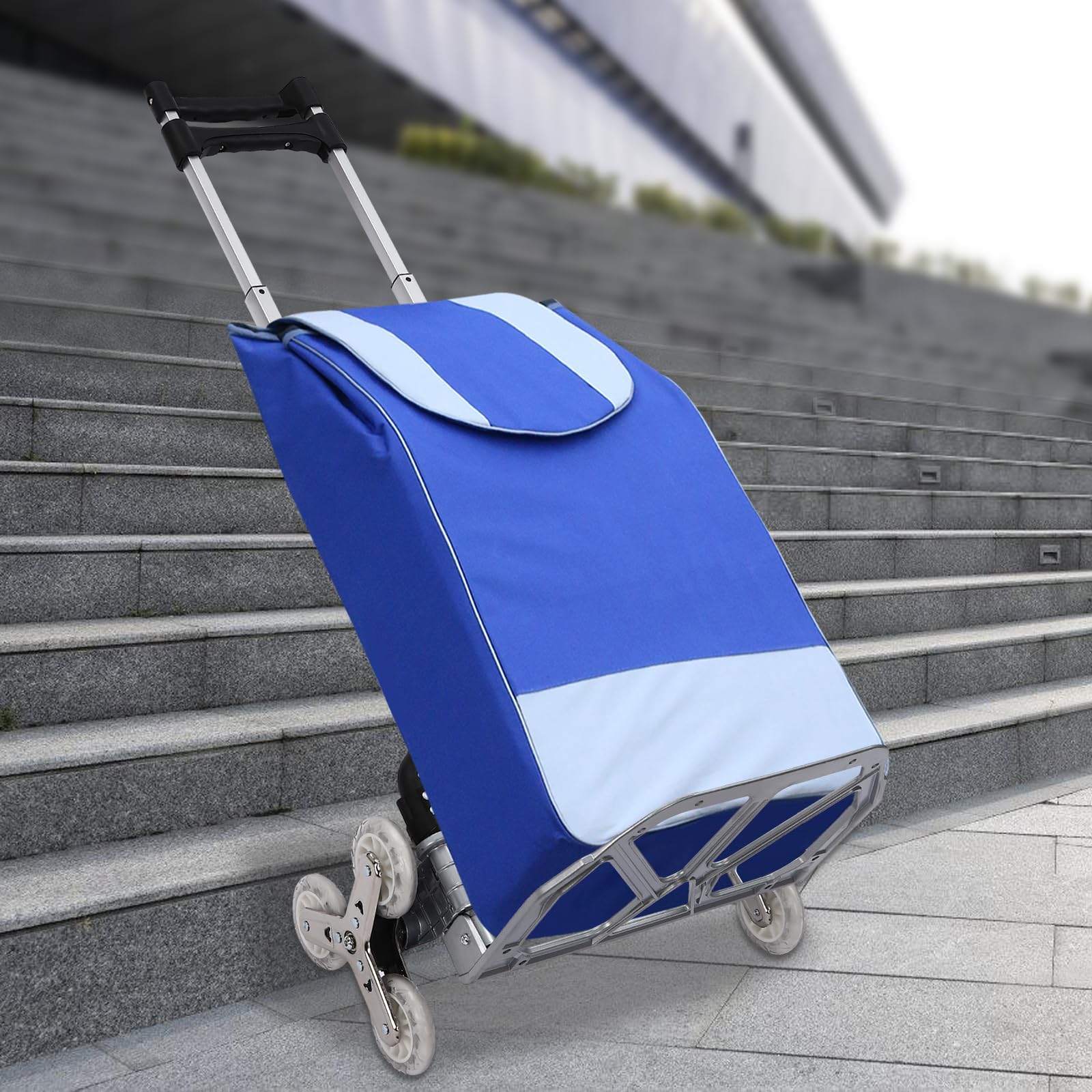 Folding Hand Truck Portable Capacity Aluminium Trolley with 3-Level Height Adjustable Telescoping Handle, 6 Rubber Wheels