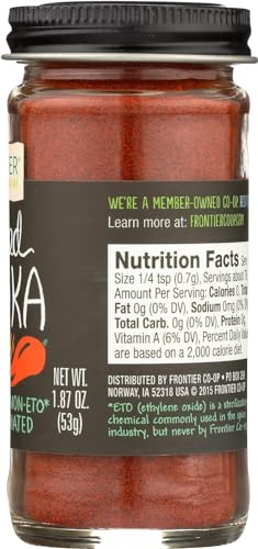 Frontier Co-op Smoked Paprika, 1.87 Ounce, Oak Wood Smoked & Ground Spanish Paprika, Deep Smokey Flavor, Kosher