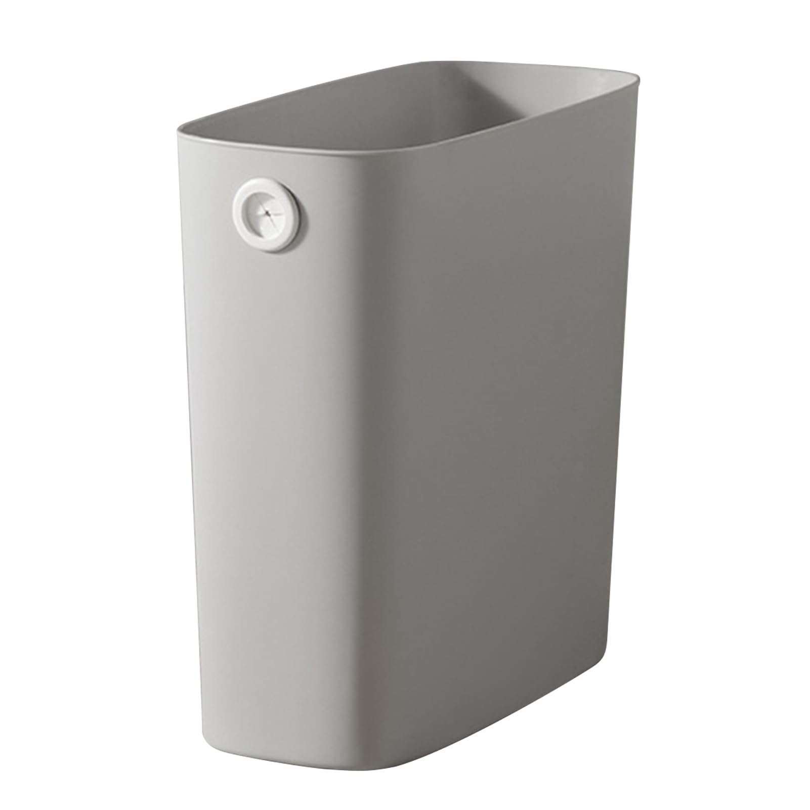 Keebgyy Small Trash Can, Plastic Small Trash Can, Slim Garbage Can, Plastic Waste Basket with Handles Container Bin for Narrow Spaces Bathroom, Bedroom, Kitchen, Office at Home(Warm Gray)