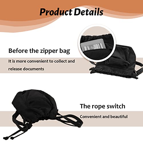 Emprier Women's Small Bucket Bags and Purse Small Canvas Tote Handbag Drawstring Hobo and Shoulder Handbags Black