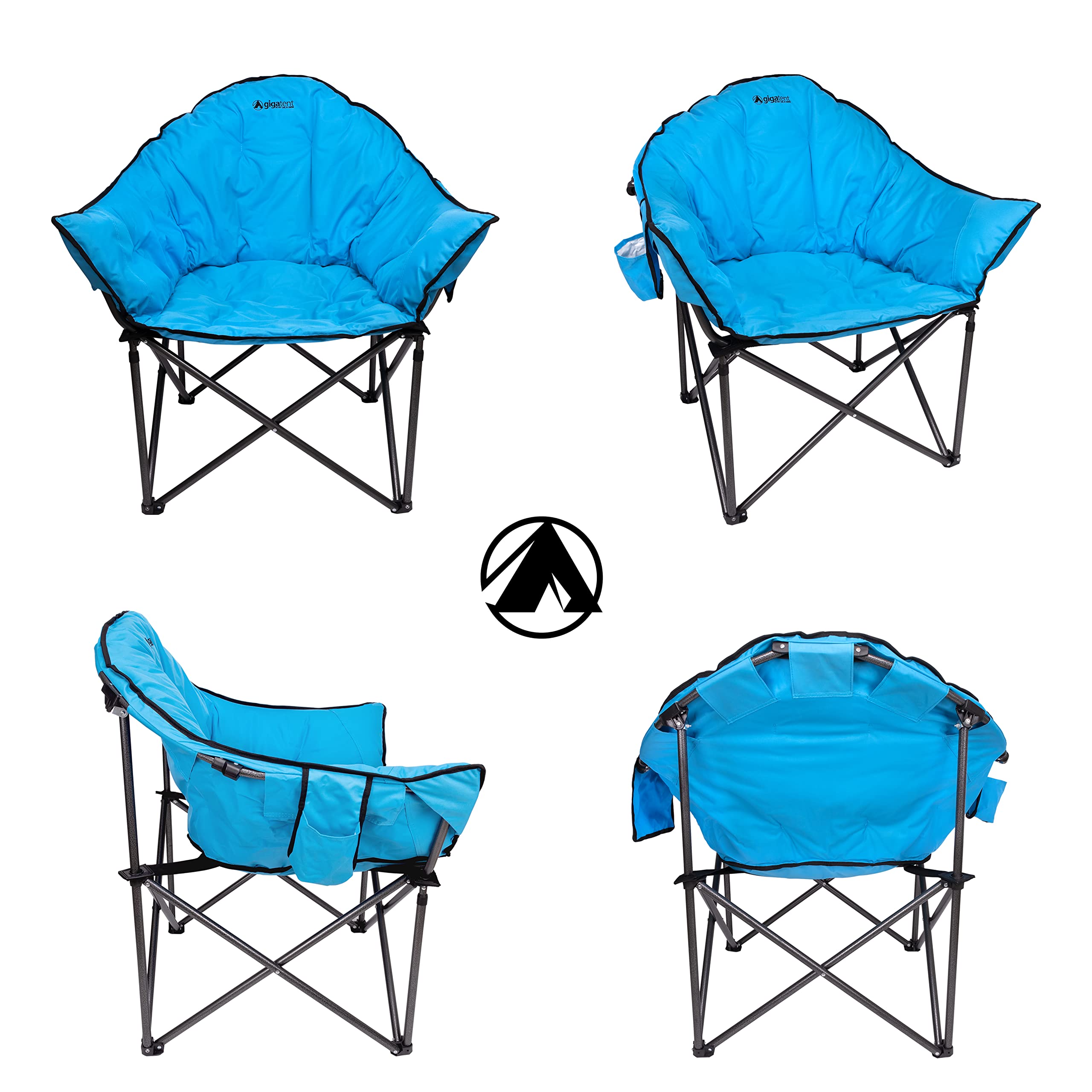 GigaTent Camping Chair Ultra Comfortable Padded Bult in Cup Holder - Foldable with Carry Bag Moon Chair