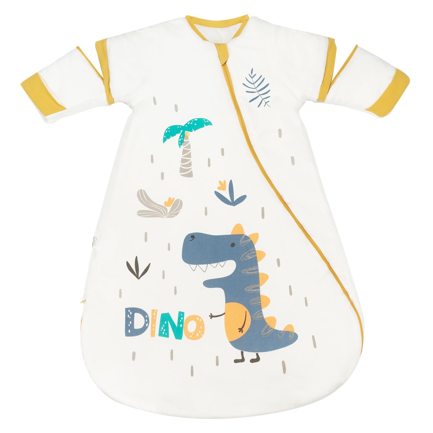 ZIGJOY Baby Winter Wearable Blankets with Detachable Sleeves Baby Sleeping Bag with Two Way Zipper 2.5 TOG 100% Cotton Warm Soft and Breathable Dinosaur