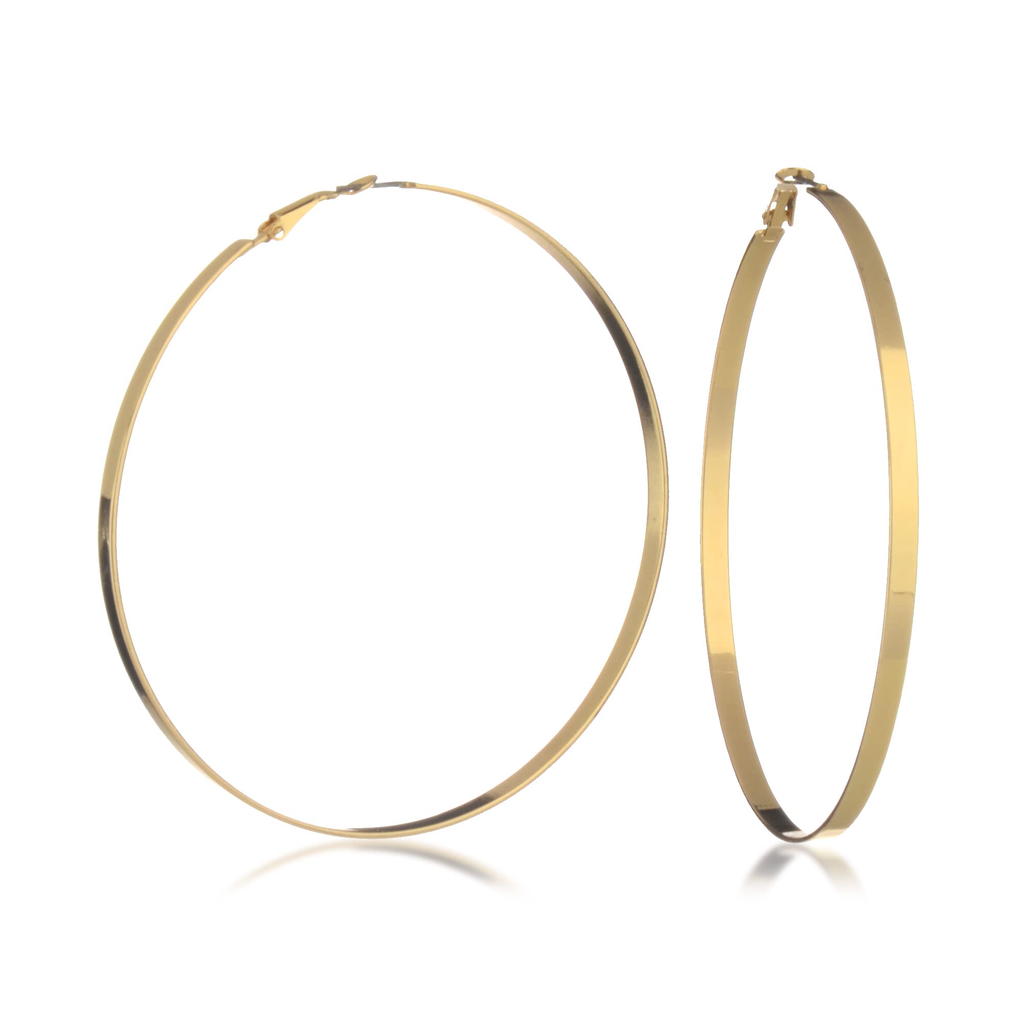 GUESS Goldtone Extra Large Steel Smooth Hoop Earrings
