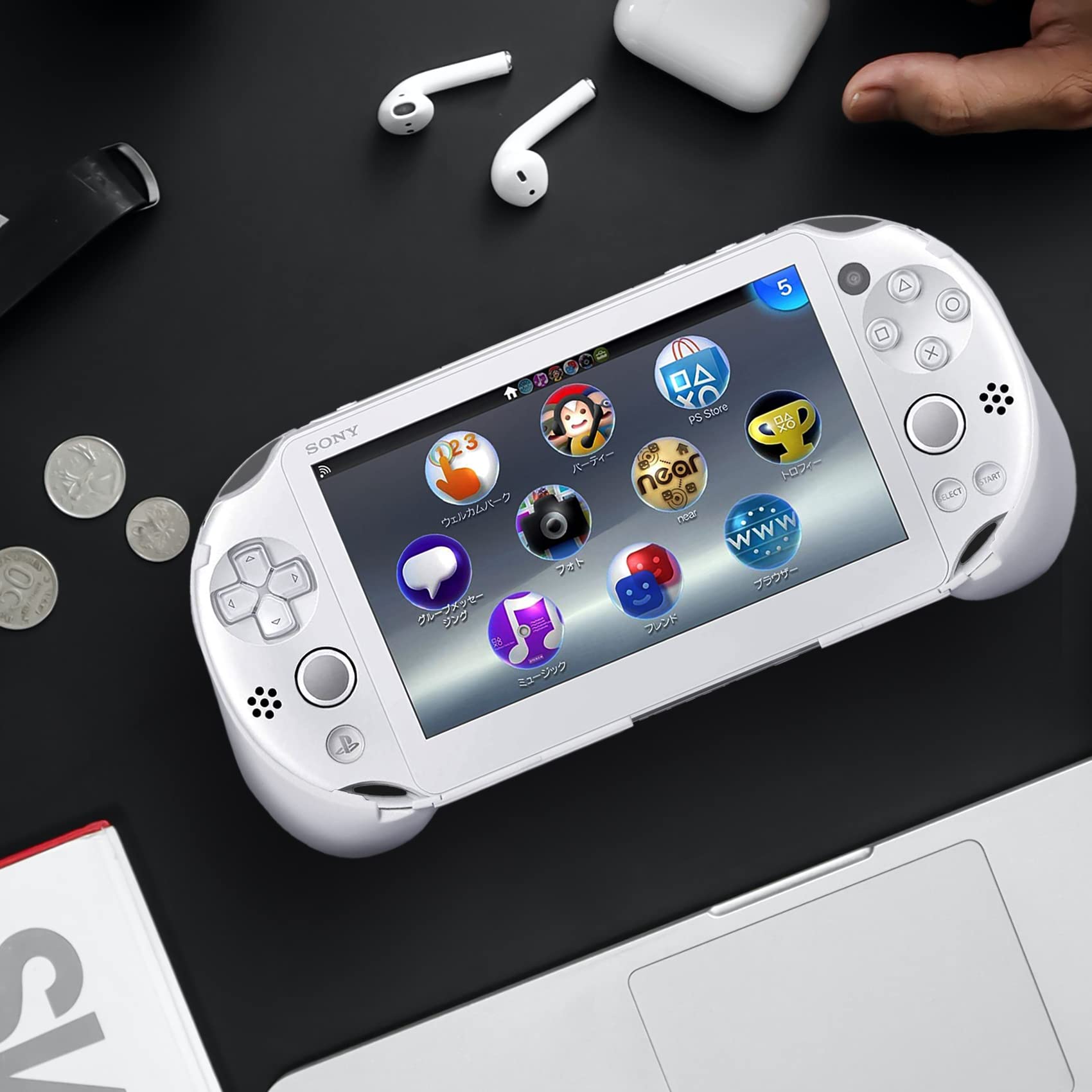 Gorliskl Hand Grip Handle Joypad Protective Case with L2 R2 Trigger Button Grip Shell Controller Protective Case for Sony PlayStation PS Vita 2000 PSV 2000 PS Vita Slim.(White)