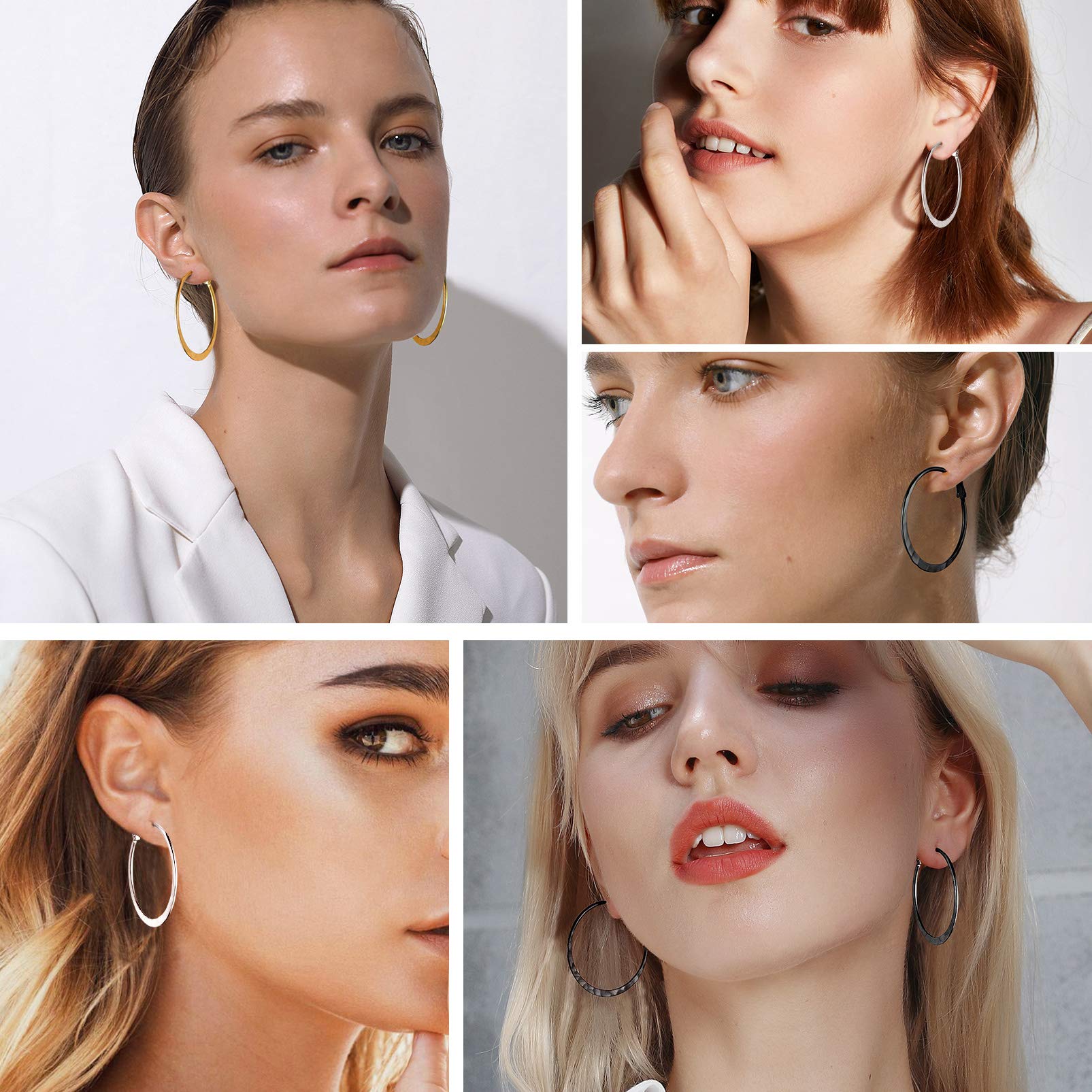 Fashion Earrings For Women Sisters Minimalist Black Big Round Hoop Earrings Hoops