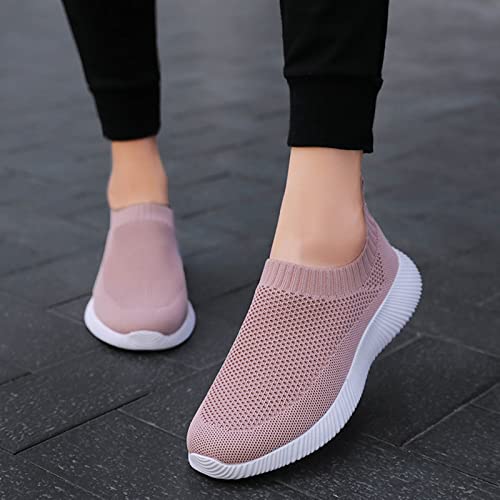 FASDNENDYS 2022 Women's Spring and Summer Running Shoes Large Outdoor Walking Flying Waving Mesh Sneakers X9000l4 Pink