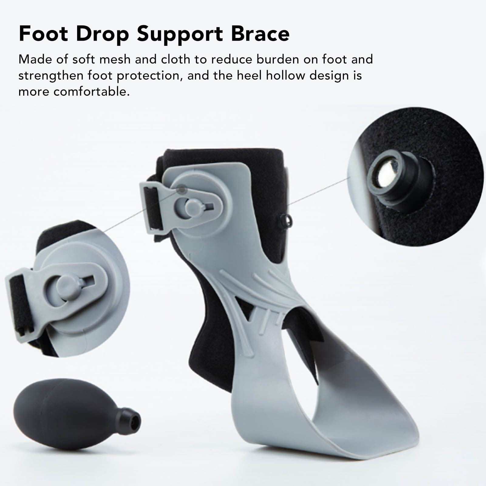 Foot Drop Orthosis, Ankle Foot Orthosis Rotary Buckle Posture Correct Soft Hollow Heel Lightweight for Paralysis (Left Foot M)