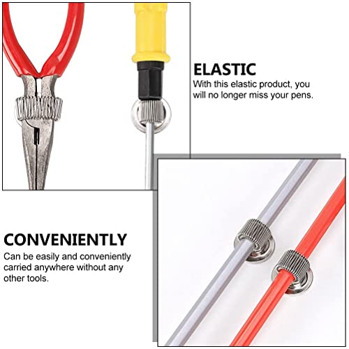 Pen Holders Rotable Self Adhesive Pen Holder Single Hole Pen Adjustable Spring Loop Clip Holder For Netbook Refrigerator Clipboard Office Accessories Supplies (Silver)
