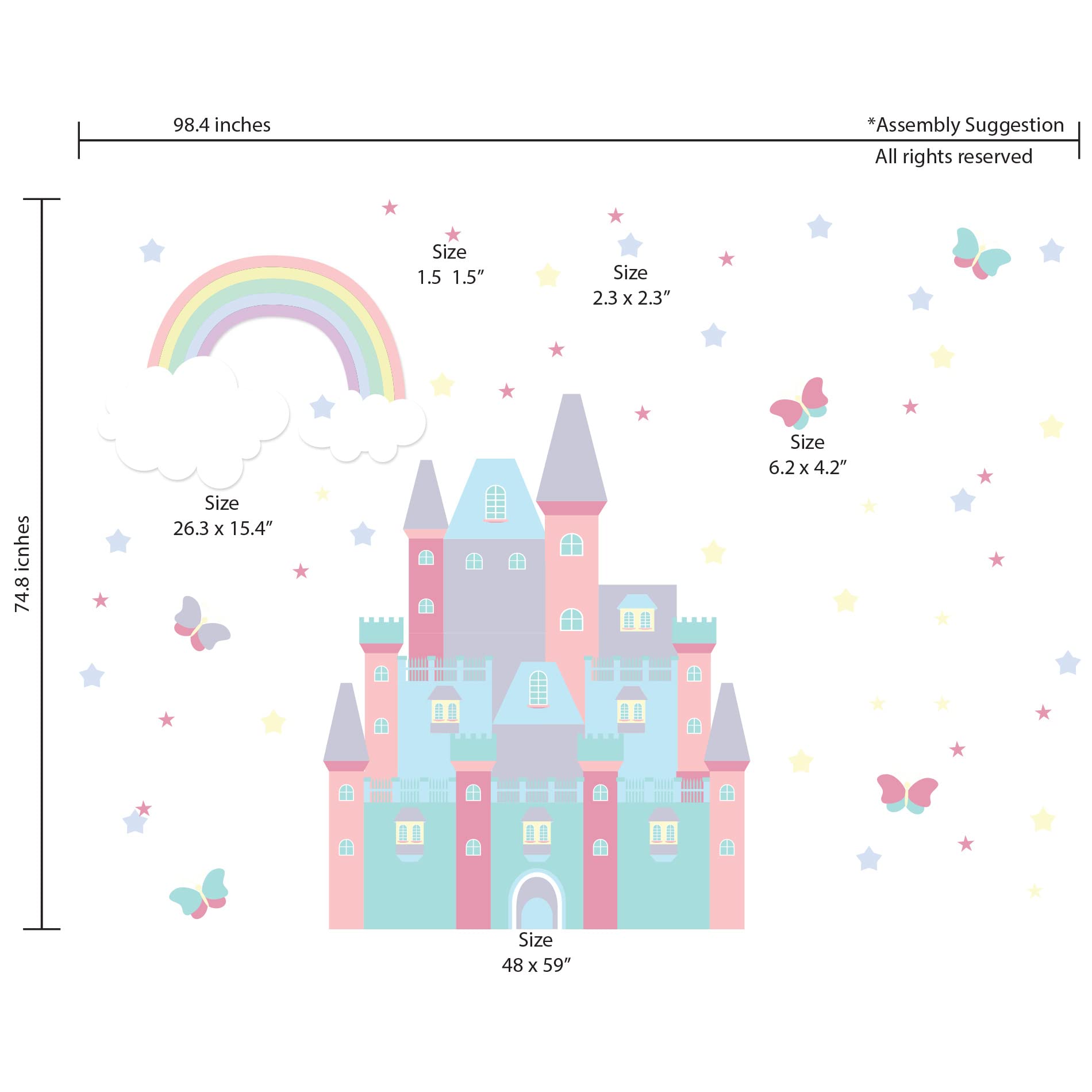 Giant Castle Wall Decal for Girl's Bedroom or Nursery - Kids and Stickers