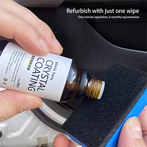 Plastic Parts Crystal Coating, Plastic Parts Crystal Coating for Car, Plastic Parts Refurbish Agent with Spong 30ML (2 Pcs)