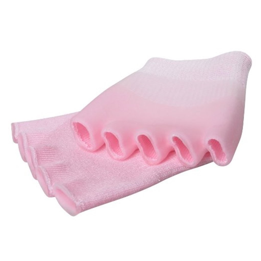 DevsWear Gel Lined Compression Toe Separator Socks - Toes Separators Socks Spacer Dry Forefoot Cracked Skin Moisturizing Protector Sock (1 Pair Pink)