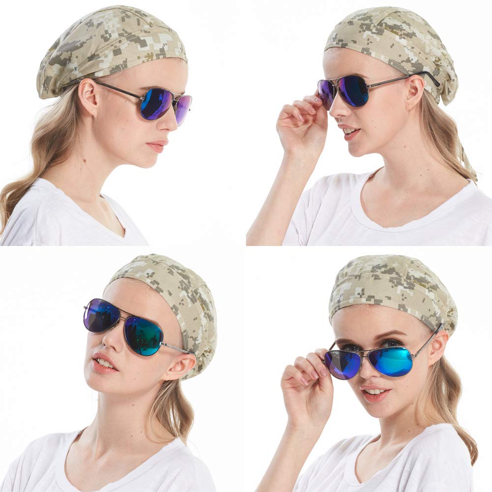 Dew Rags with Sweatband Skull Caps Built-in No Sweat Liners Moisture Absorbent Helmet Liner for Men Women 4 Pack