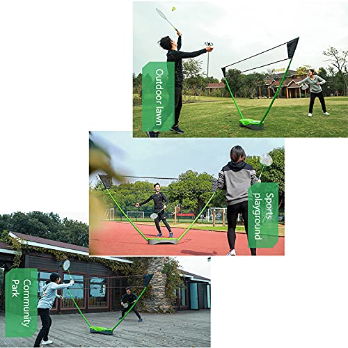 FBSPORT Portable Badminton Net Set with Storage Base, Folding Volleyball Badminton Net with 2 Badminton Rackets 2 Shuttlecocks 10x5 ft Net, Easy Setup for Beach Backyard Combo Set Sport Games