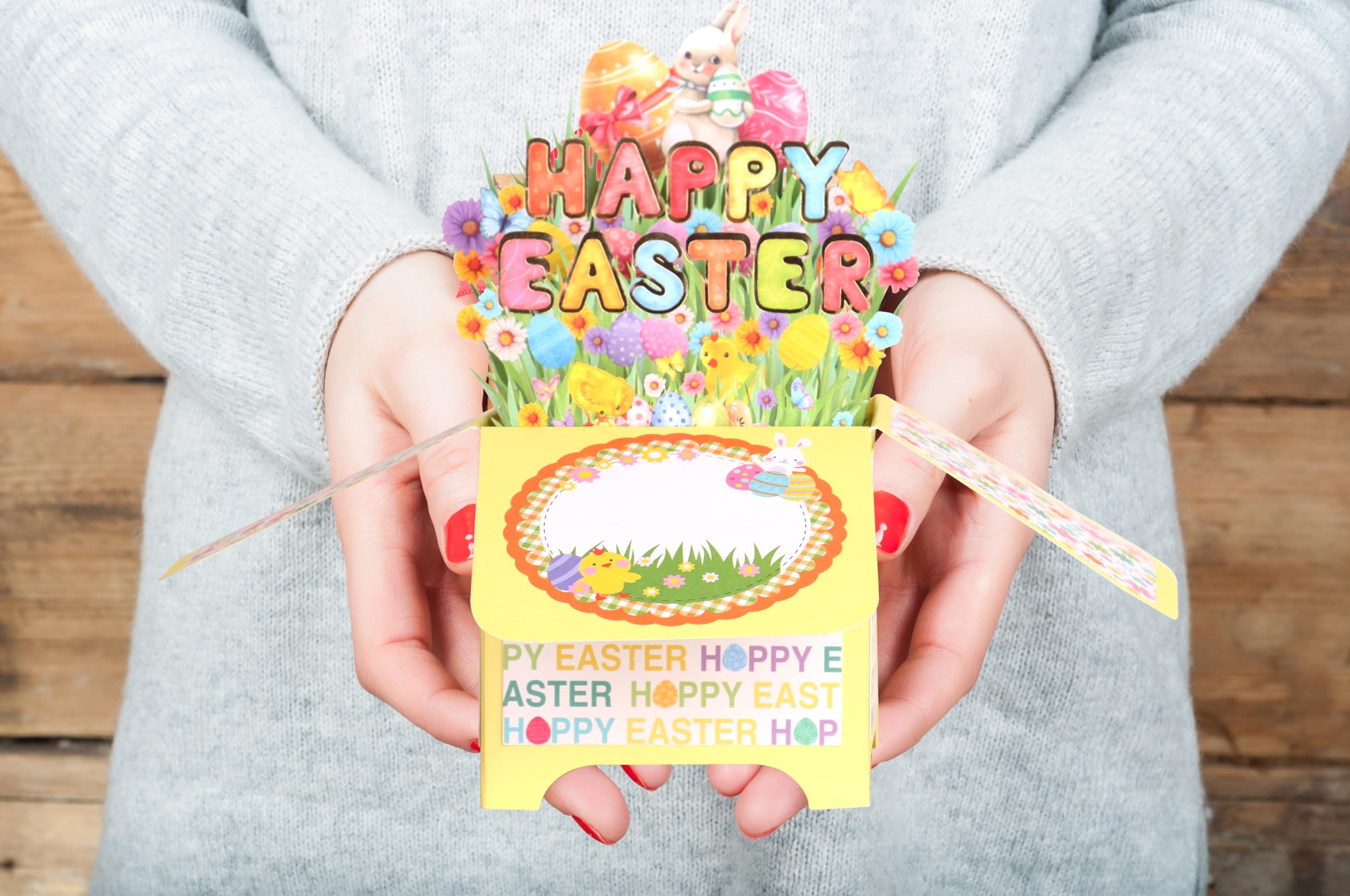 Giiffu Pop Up Easter Card, Happy Easter 3D Card for Kids with Note Card and Envelope, a delightful surprise Easter greeting card for Kids,Children,Family and Friends