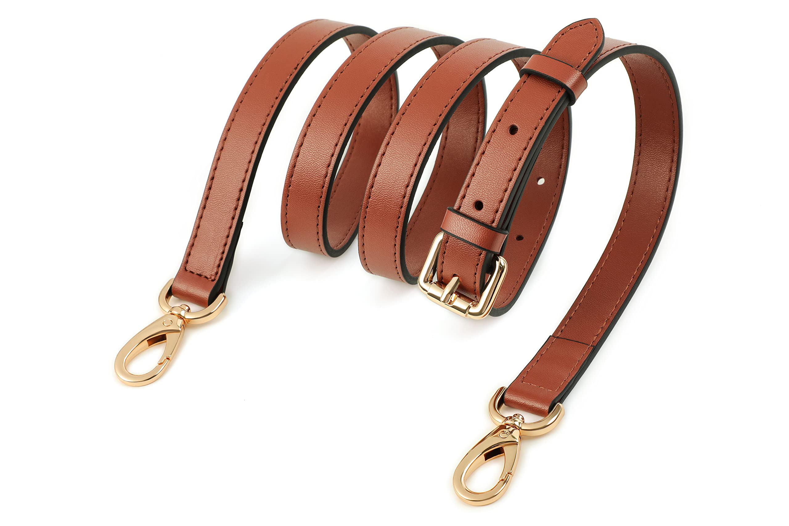 GOXTECH Vachetta Leather Adjustable Crossbody Strap for , women's crossbody handbags(Dark Brown)