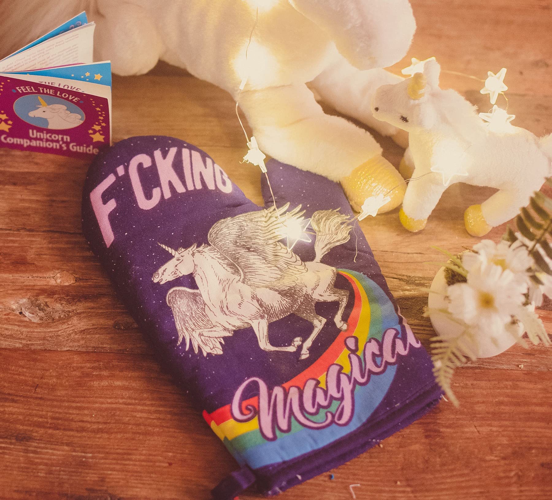Fcking Magical Oven Mitt Funny Mythical Unicorn Horse Kitchen Glove Funny Graphic Kitchenwear Funny Unicorn Novelty Cookware Purple Oven Mitt