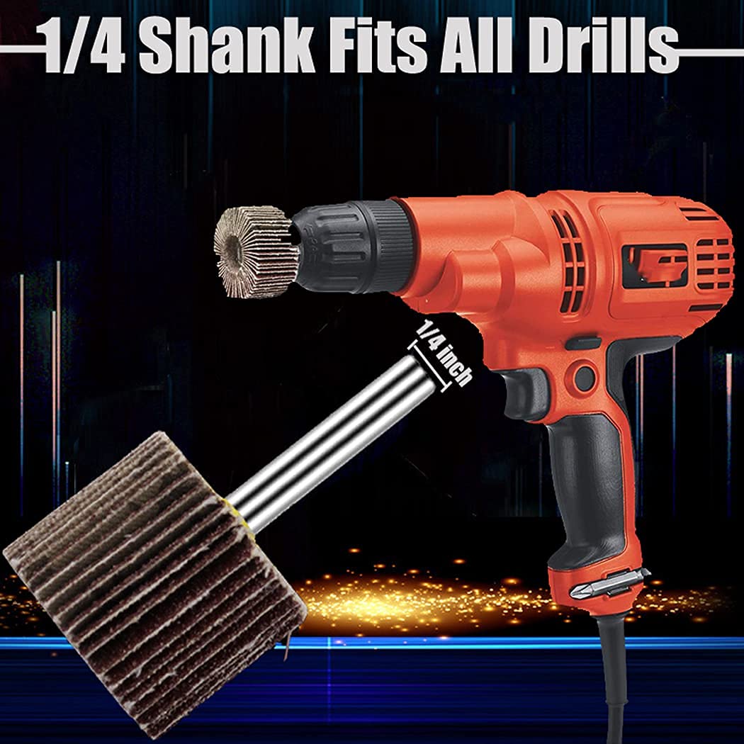 Mixiflor 20 Pcs 5 Sizes 60/80/120/240 Grits Abrasive Flap Wheel Sander, 1/4 Inch Shank Flap Wheels for Drill, Die Grinder Flap Wheel,Flap Wheel Sander for Drill