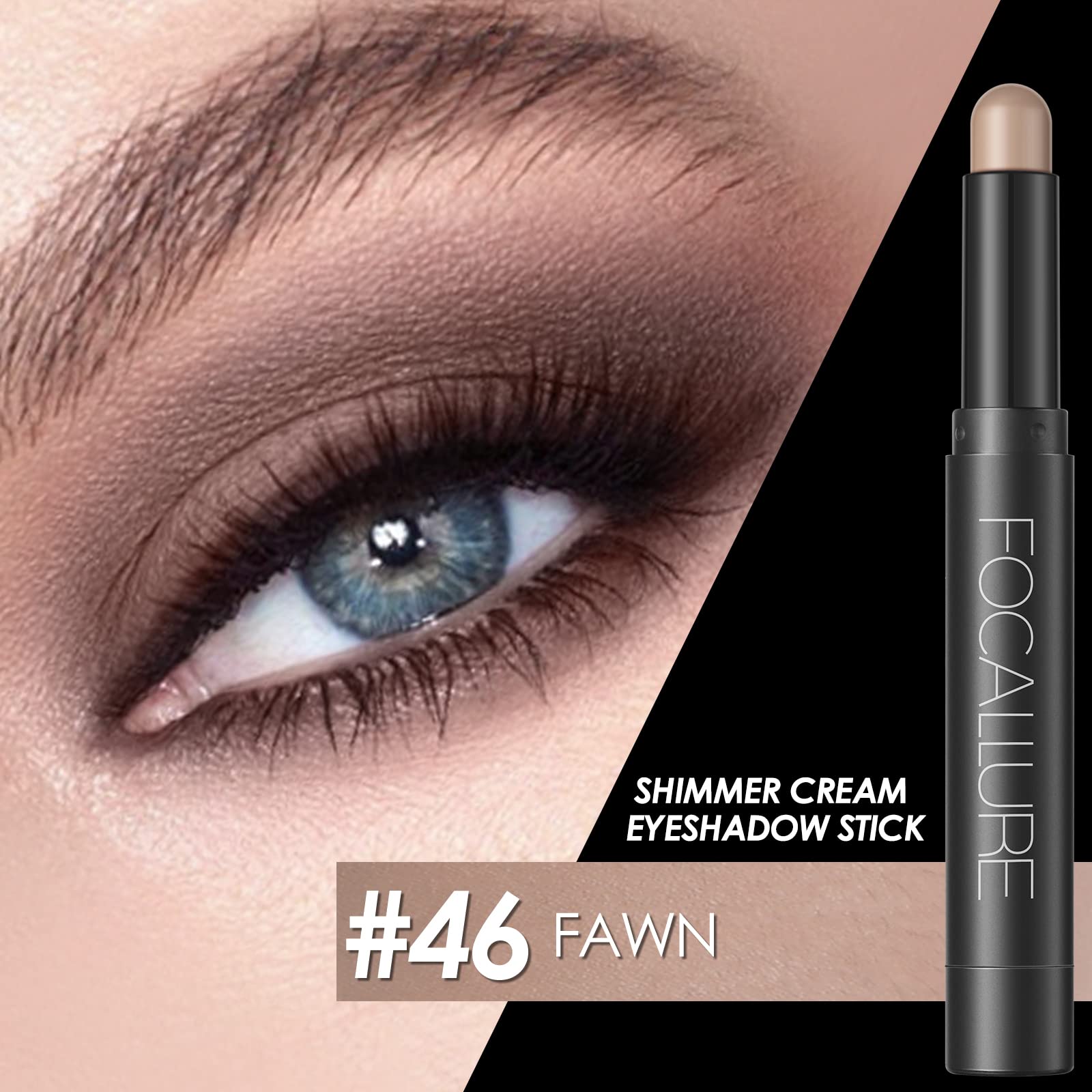 FOCALLURE Shimmer and Matte Cream Eyeshadow Stick,Smooth Brilliant Eye Brightener Pencil,High Pigment Eye Highlighter Pen for Women,Long Lasting Waterproof Eye Shadow and Liners Makeup (FAWN)