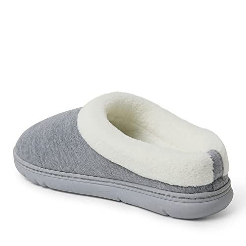 Dearfoams Women's Olive Memory Foam Sweatshirt Clog Slipper, Light Heather Grey, Large