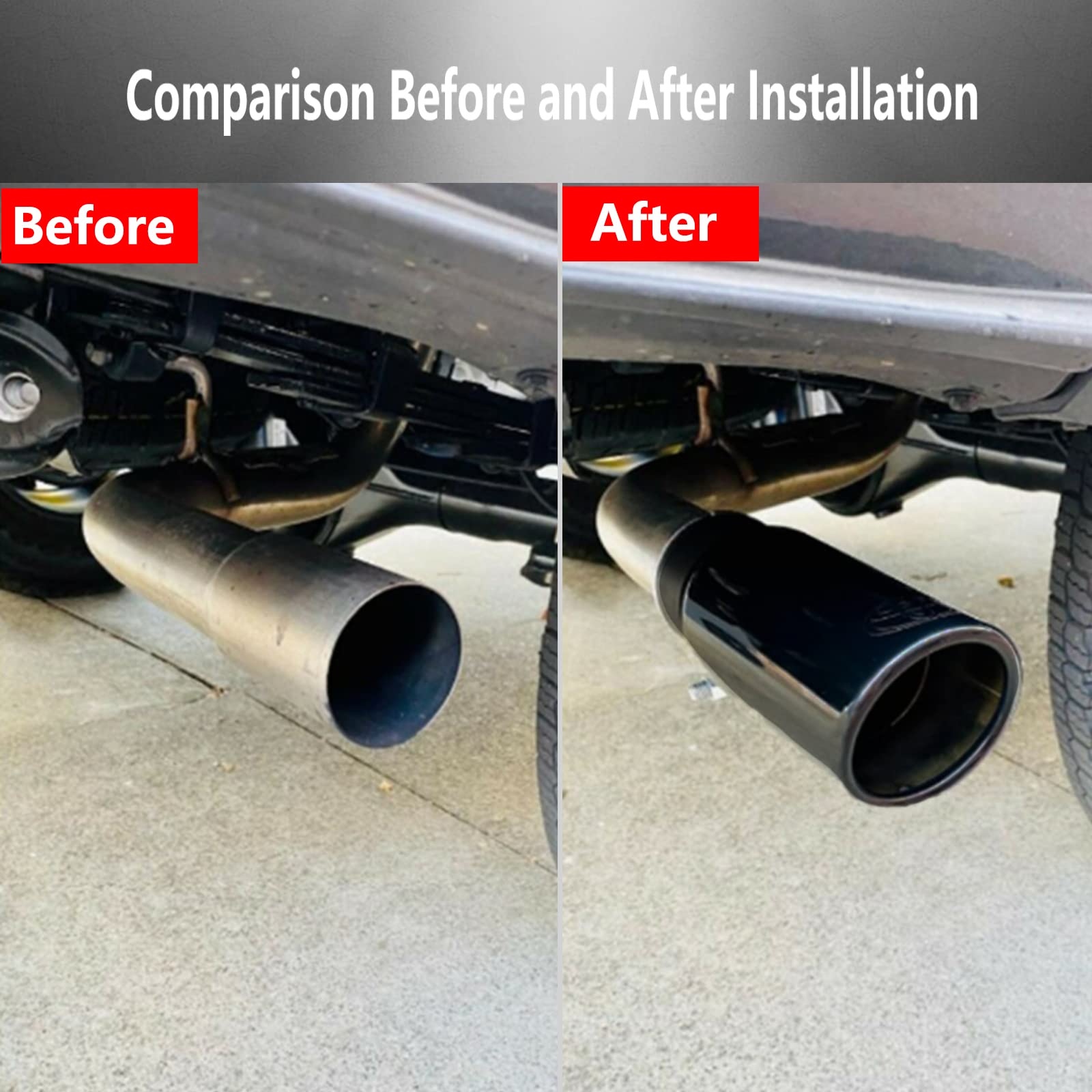 GEATaaT Black Chrome Exhaust Tip Compatible With 2005-2022 Toyota Tacoma Replace# PT932-35180-02