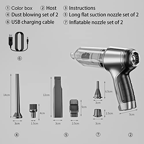 Tuoetp Wireless Handheld Car Vacuum Cleaner, 9000PA Strong Suction Handheld Vacuum Cordless Rechargeable, Wireless Vacuum Cleaner Cordless Mini Portable Vacuum for Car, Home, Office (Black)