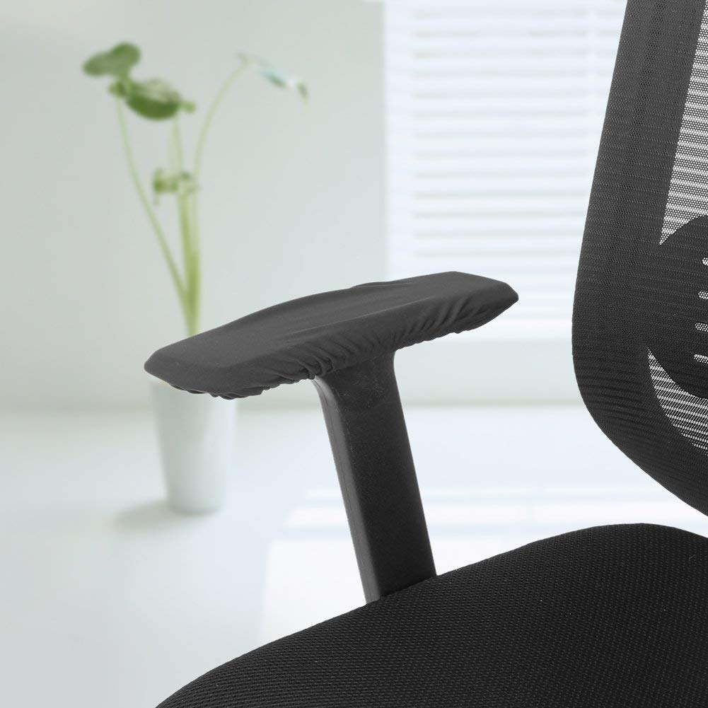 Fdit 1 Pair Knitted Elastic Fabric Chair Armrest Covers Office Wheelchair Arm Rest Pad Elbows Forearms Pressure Relief slipcover (Black)