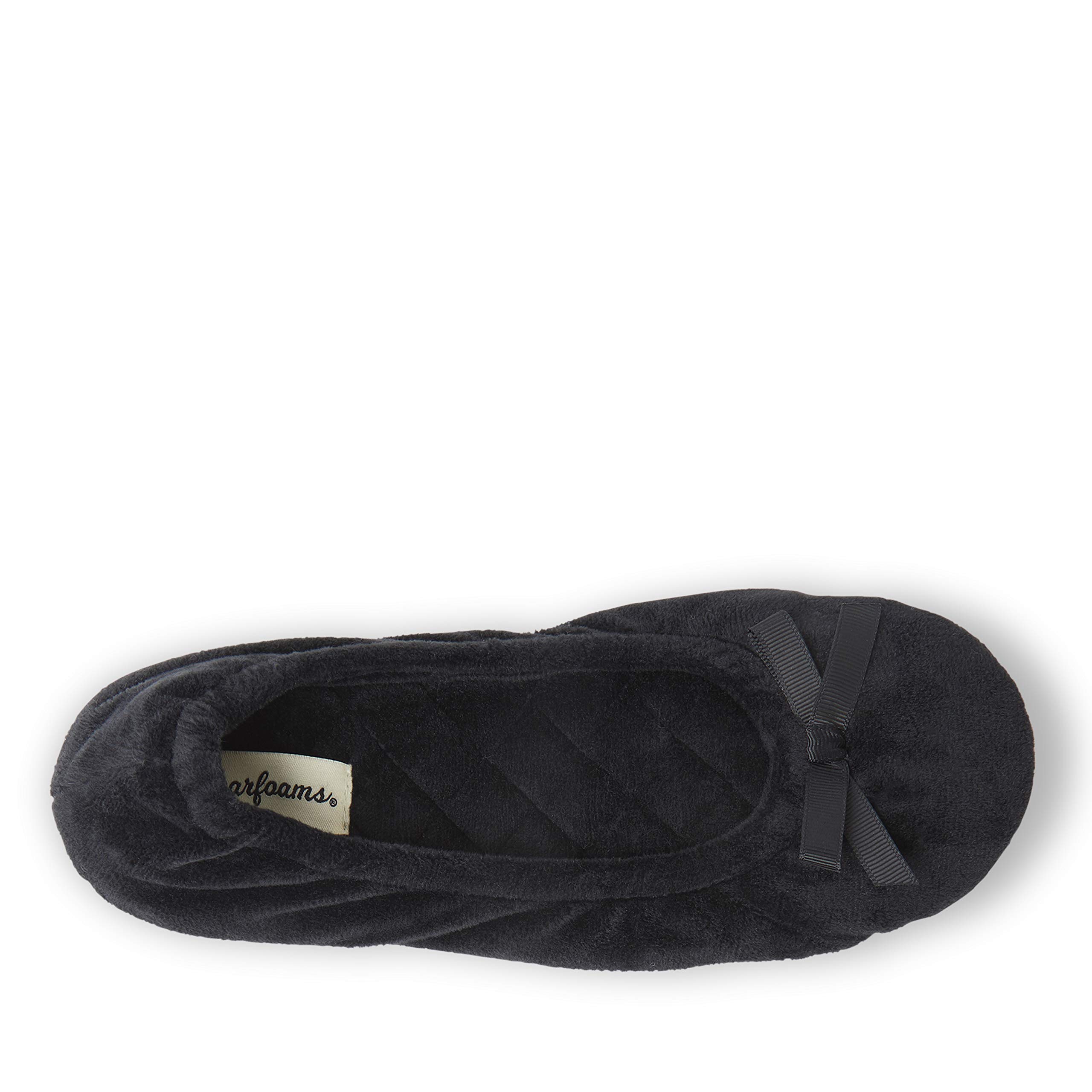 Dearfoams Women's Layla Ballerina with Suede Outsole Slipper, Black & Leopard (2 Pack), Medium
