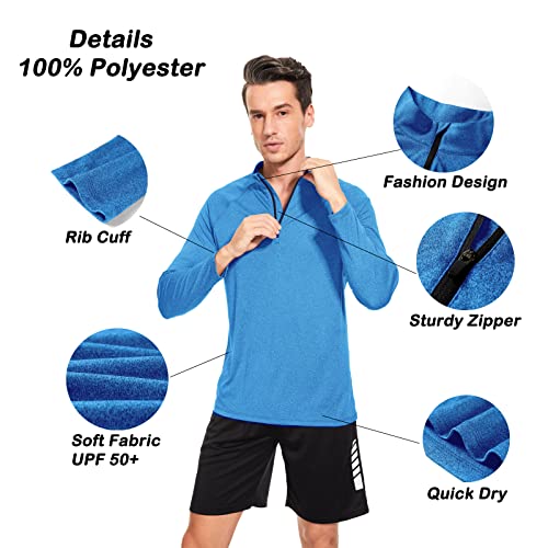 HDLMDFNN Men’s Outactive Shirt Long Sleeve Quick-Dry Breathable UPF 50+ Sun Protection Tees Sky Blue