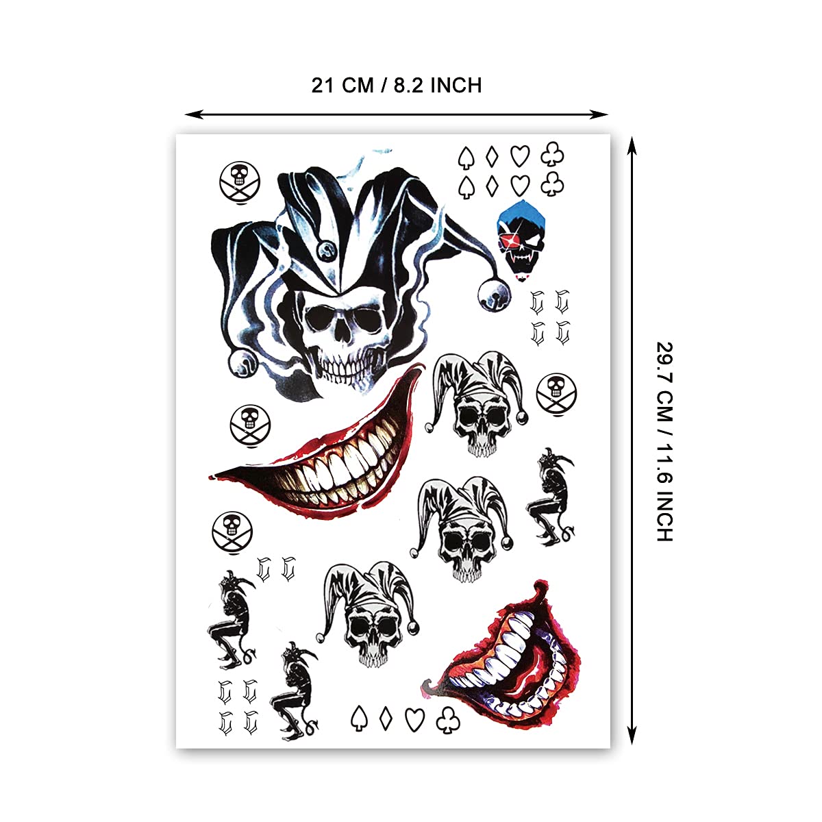Halloween Temporary Tattoos, 3-Sheet Large Fake Tattoo Stickers for Women Halloween Costume Cosplay