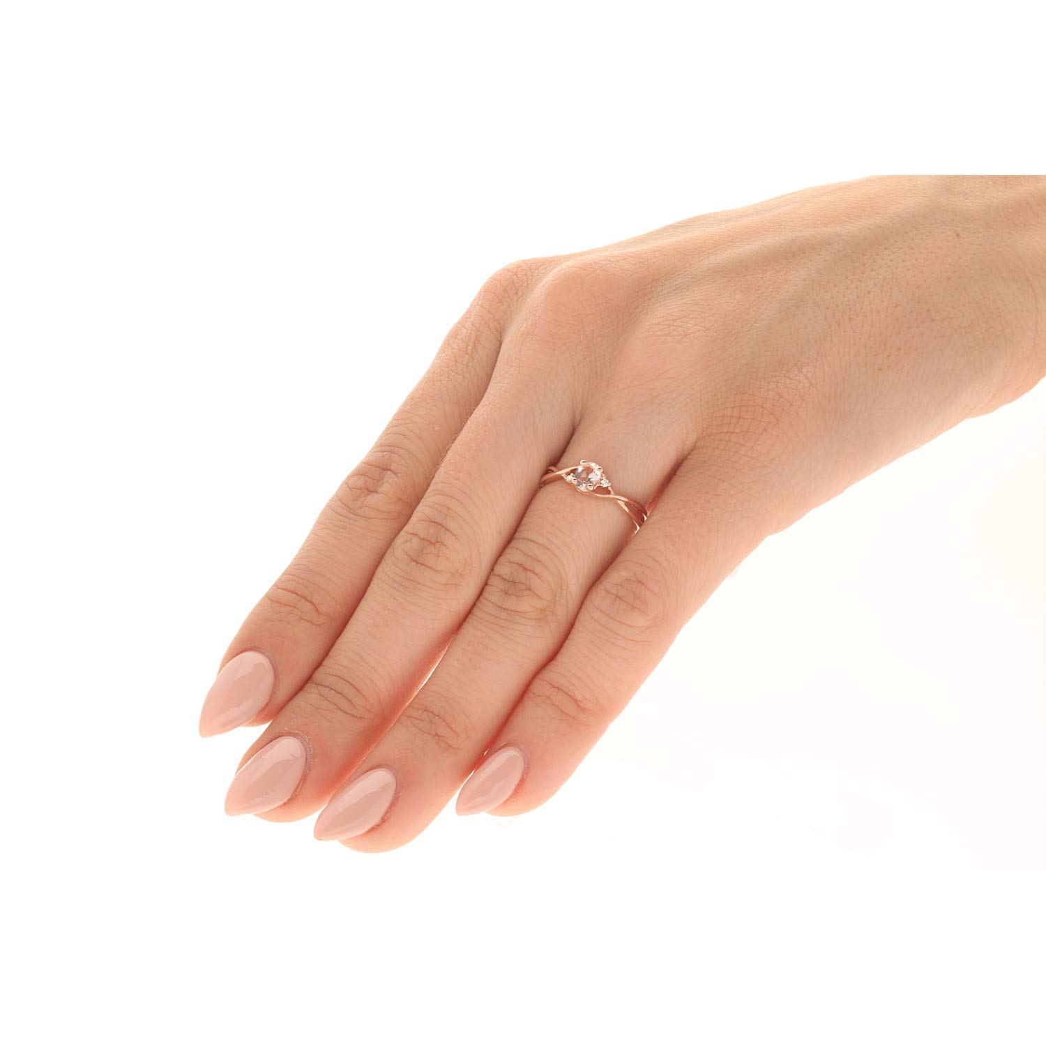 Gin & Grace 14K Rose Gold Genuine Morganite Ring with Diamonds for Women | Ethically, authentically & organically sourced (Oval-Cut) Shaped Morganite Hand-Crafted Jewelry for her |