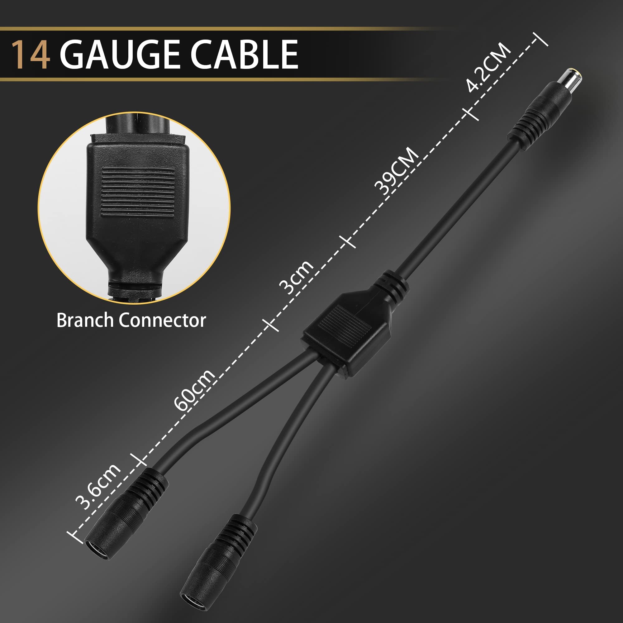 GELRHONR DC 8mm Y Splitter Solar Panel Cable, 14AWG DC7909 Y Branch Parallel Adapter Male to 2 Female Connector Parallel Cable Combiner Cable for Solar Generator Portable Power Station-1M/3.2F