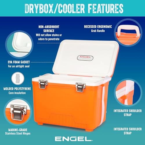 Engel UC7 7.5qt Leak-Proof, Air Tight, Drybox Cooler and Small Hard Shell Lunchbox for Men and Women in Silver
