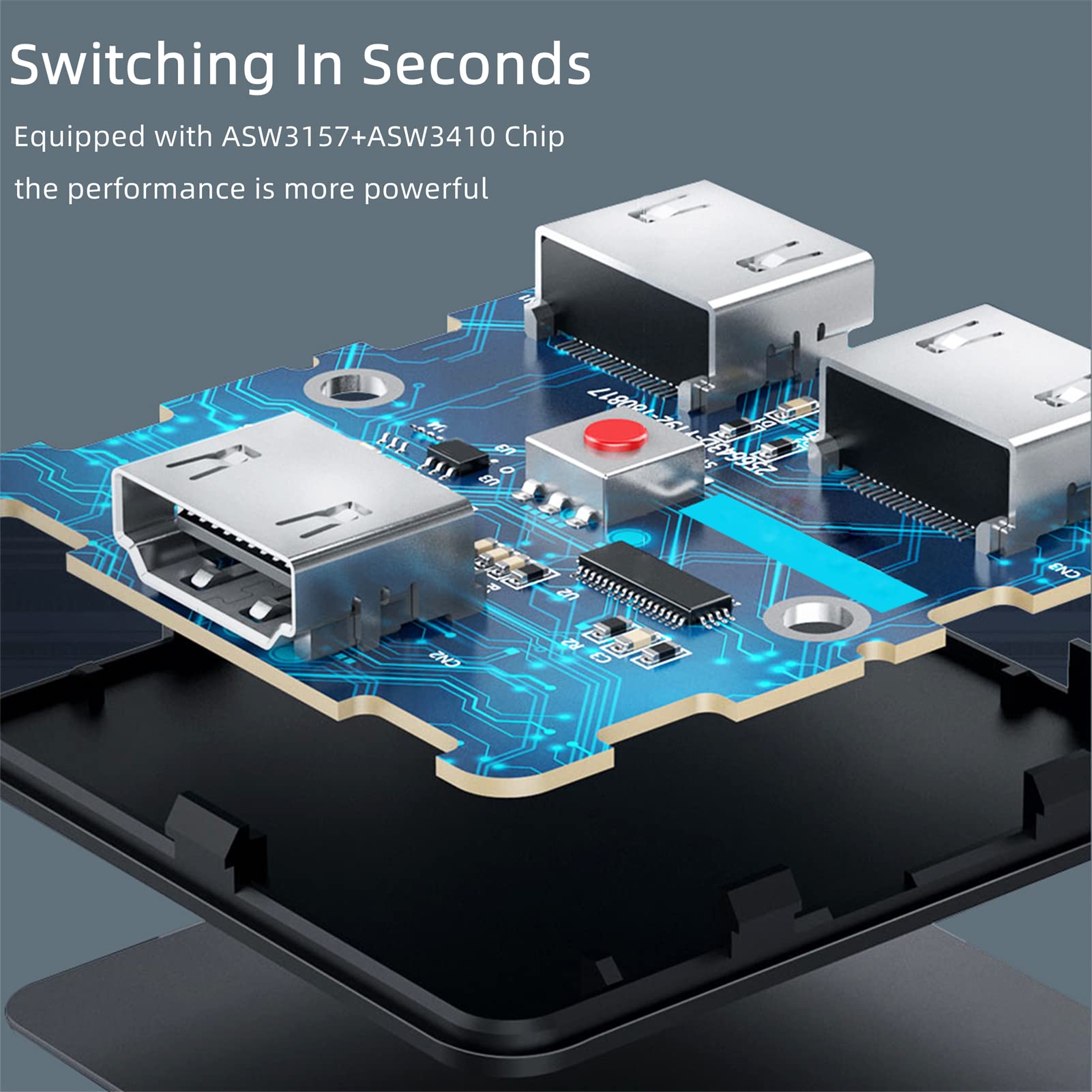 HDMI Switch 2 in 1 Out, 4K@60Hz HDMI Extended Switching, Aluminum Bidirectional HDMI 2.0 Switcher Splitter, Support HDR 4K 3D HDCP2.2 for PC TV PS4 Xbox FireStick Roku and More