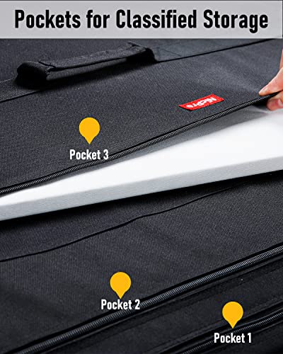 Nicpro Light Weight Art Portfolio Bag, 32 x 42 Extra Large Art Portfolio Case with Detachable Shoulder Strap, Leather Corners, Carrying Storage Case for Artwork, Canvas, Poster, Sketching, and Drawing