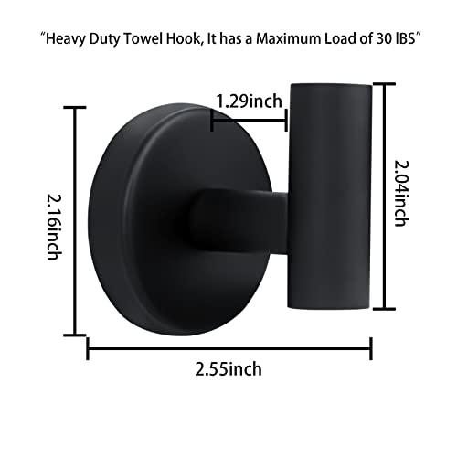 Nidacci Towel Hooks 20 Packs Matte Black, Towel Coat Robe Clothes Cabinet Closet Hook Stainless Steel Heavy Duty Door Hanger Wall Hook for Bathroom Bedroom Kitchen Hotel Pool